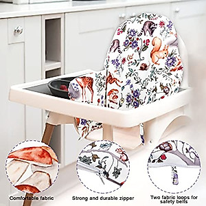 CARUILI Baby High Chair Cushion Cover, Compatible with IKEA Antilop High Chair Cushion, Removable, Durable, Woodland Animal Printed (Cover Only)