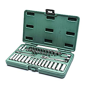 SATA 43-Piece 1/4-Inch Drive SAE and Metric Socket Set, Standard and Deep Sizes, with Ratchet and Other Accessories - ST09007U