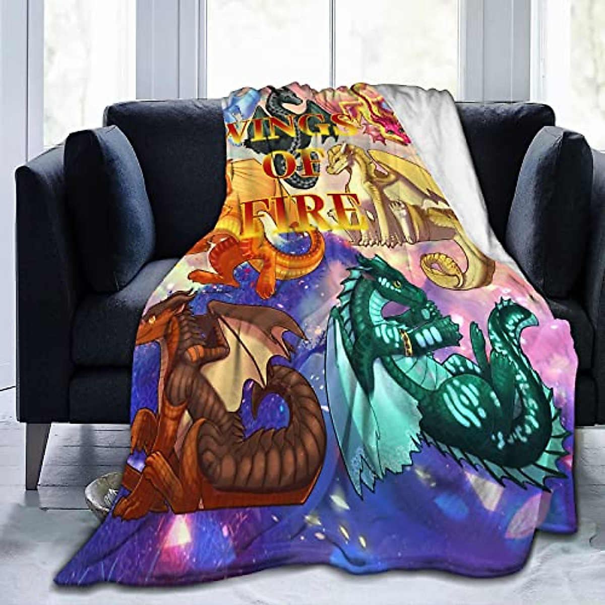 Sdyiohk Fantasy Novel Fire Dragon Cartoon Blanket – Personalized Print Throw Blanket – Cozy Soft Blanket for Provide Warm – 30"X40"