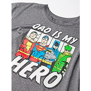 DC Comics Justice League Hero Dad Boy's Performance Tee, Charcoal Heather, Youth Medium