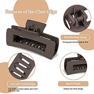 6Pcs Medium Hair Claw Clips for Thick Thin Fine Long Hair, Large Cute Neutral Matte Non Slip Hair Clips Strong Hold for Women Girls(6 Pack)