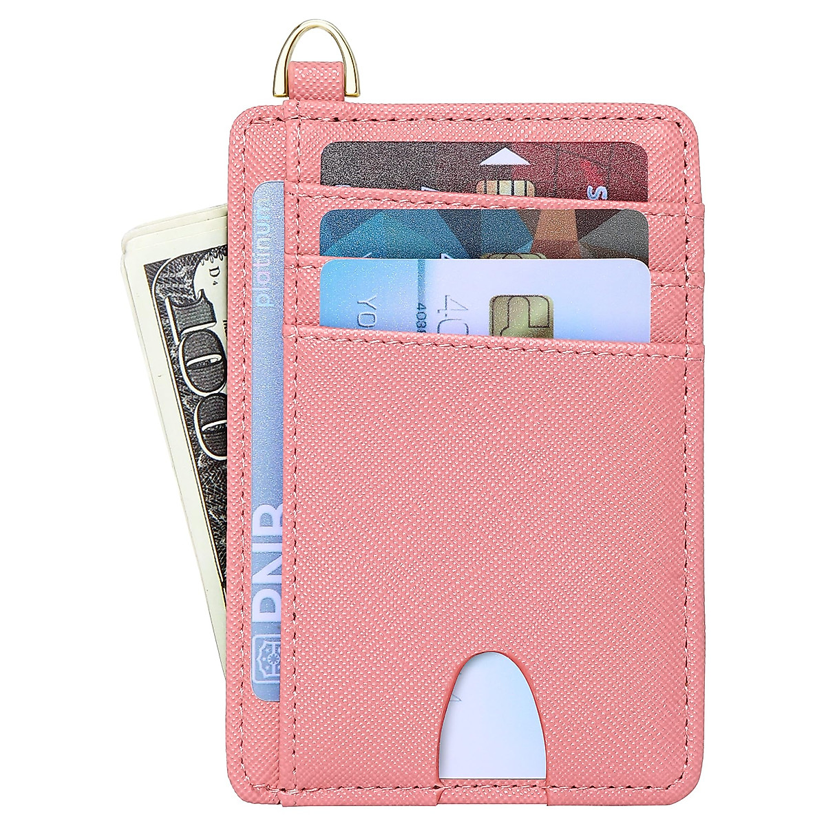 Badiya Credit Card Holder Slim Minimalist Wallet, Front Pocket Purse RFID Blocking Wallet Compact Card Case with ID Window for Women & Men