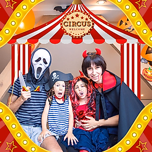 Preboun 3 Pcs Circus Tent Decorations Circus Carnival Party Decorations Classroom Party Banner Supply Red and White Striped Pennant Banner for Circus Theme Graduation Celebration Party Carnival