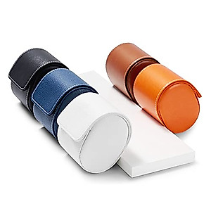 Oirlv Luxury Leather Travel Watch Case Single Watch Box for Women Portable Jewelry Watch Storage Roll Organizer(White)