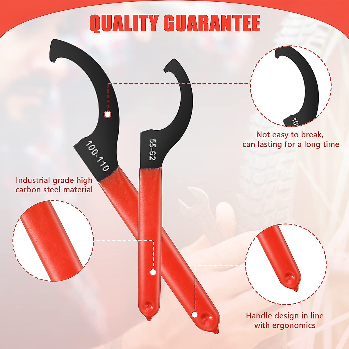 Honoson 9 Pieces Spanner Wrench Set Adjustable Shock Coilover Wrench Spanners Hook Wrenches Tools Coilover Wrench Steel Spanner for Suspension System and Shock Adjustments