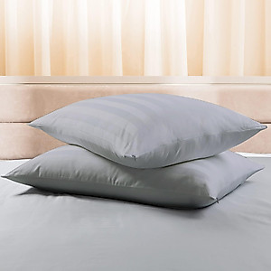Pillow Cases Standard Size, 100% Egyptian Cotton Pillow Protectors with Zipper, 400 Thread Count Sateen Weave Grey Pillowcases Standard Size Set of 2, Premium Quality Pillow Covers for Home/Hotel