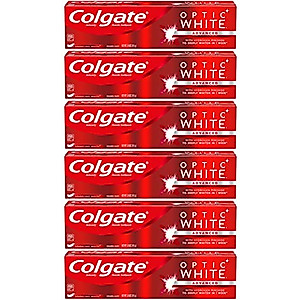 Colgate Optic White Whitening Toothpaste, Sparkling White - 5 Ounces (6 Pack)