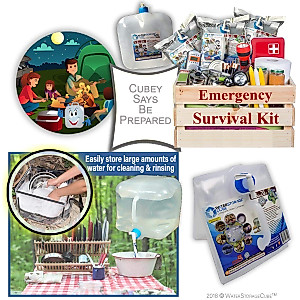 WaterStorageCube BPA-Free Collapsible Water Container with Spigot, Food-Grade Camping Water Storage Carrier Jug for Outdoors Hiking Hurricane Emergency, Foldable Portable Water Canteen (5.3 Gallon)