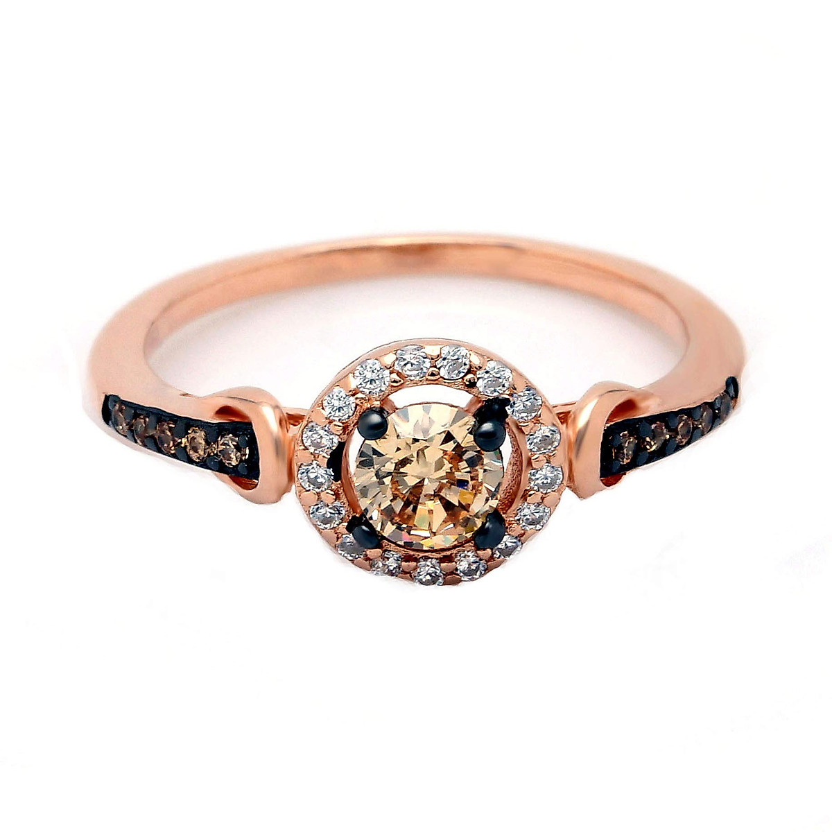 Ginger Lyne Collection Tanisha Beautiful Chocolate and Champagne Bridal Ring Rose Gold over 925 Sterling Silver Size 11