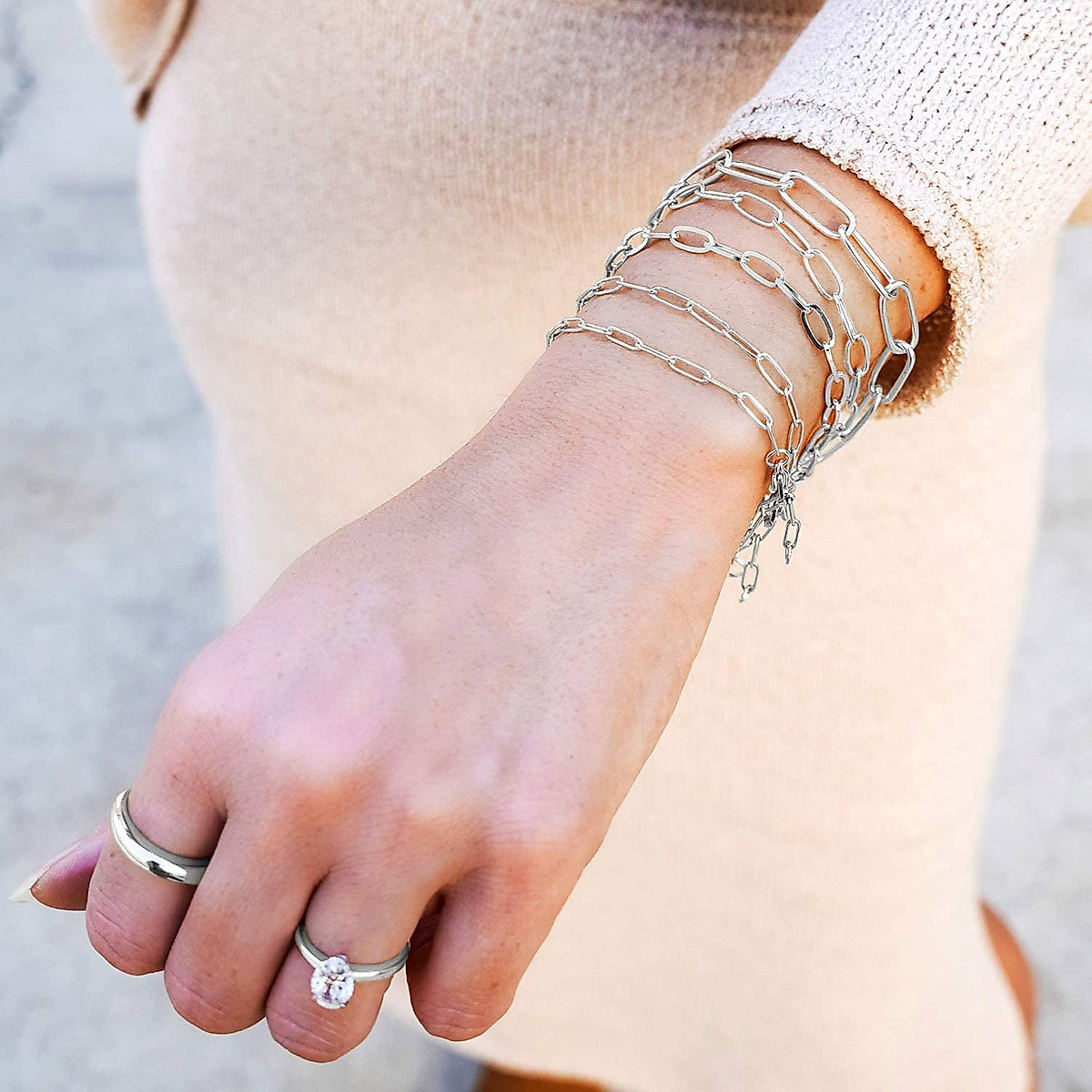 West Coast Jewelry Women's Stainless Steel Paperclip Bracelet 7.5"