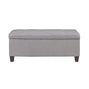 Linon Carmen Shoe Storage Ottoman, Grey, 20" x 48" x 20",