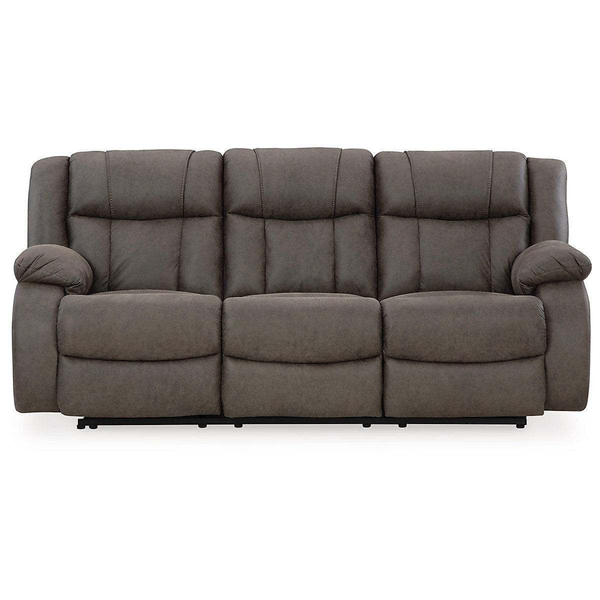 Signature Design by Ashley First Base Contemporary Faux Leather Manual Reclining Sofa, Gray
