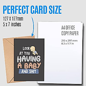 Funny new baby card with envelope | Silly card for parents to be | Congratulatory card for pregnancy reveal for mom, dad. | Baby shower congratulations present