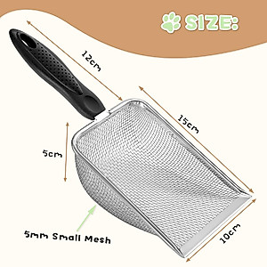 UMUACCAN Cat Litter Scoop,Sturdy Litter Cleaner Corner Shovel,Stainless Steel Mesh Litter Shovel,Easy to Clean Reptile Terrarium Sand Waste,Beach Shovel(Black)