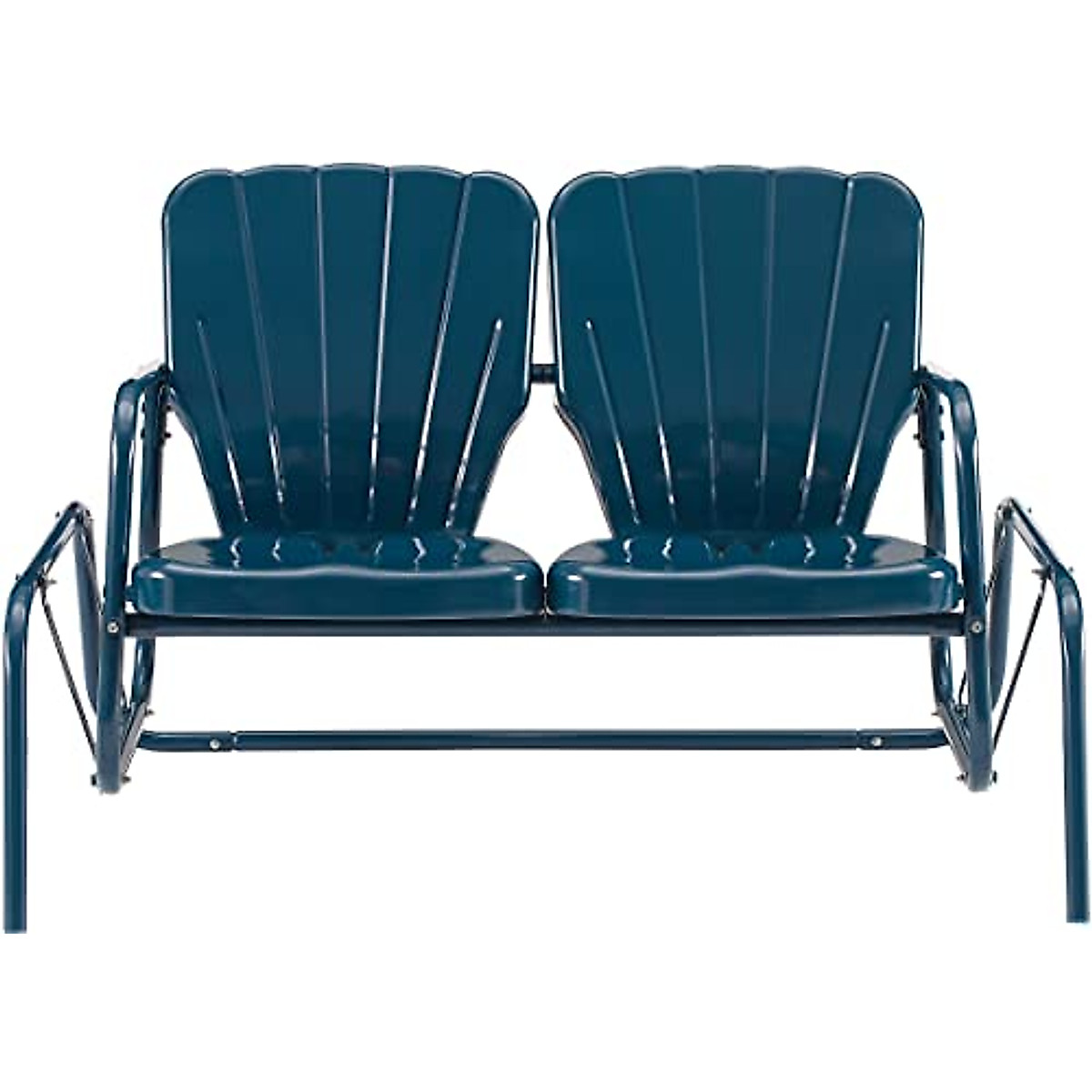 Crosley Furniture CO1032-NV Ridgeland Retro Outdoor Metal Loveseat Glider, Navy Gloss