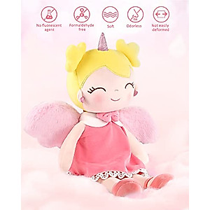 GAGAKU Soft Baby Doll Plush Unicorn Girl Angle with Wings 17” Cute Plush Baby Toys for Baby and Toddler - Pink