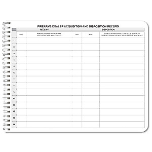 BookFactory Federal Firearms License (FFL) Log Book Firearm Dealer Acquisition & Disposition Record Book ATF Gun Logbook - 100 Pages, Wire-O, Black, 87/8" x 11 1/4" (LOG-100-7LCW-T40(FFL-Gun-Log)) -GX