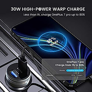 VELOGK Warp Charger Kit 30W [5V/6A] for Oneplus 8/8 Pro/7 Pro/7T/7T Pro/7/6T/6/5T/5/3T/3/Nord N10 5G, Fast Warp/Dash Car Charger Adapter+Wall Charger+2xType C Warp Charge Cables(3.3ft)