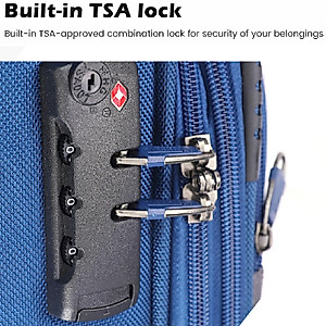 Pianeta Softside Luggage Sets With Spinner Wheels, Softshell Lightweight Suitcase With Expandable And TSA Lock, 3pcs Set (blue)