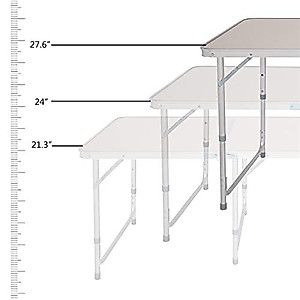 Outvita 6ft Portable Folding Camping Table, Outdoor Waterproof Adjustable Height Table, Aluminum Lightweight Suitcase Foldable Table for Picnic BBQ Beach Dining