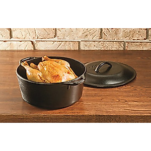 Lodge L8DOLKPLT Cast Iron Dutch Oven with Dual Handles, Pre-Seasoned, 5-Quart & L5SK3 Pre-Seasoned Cast-Iron 8-Inch Skillet