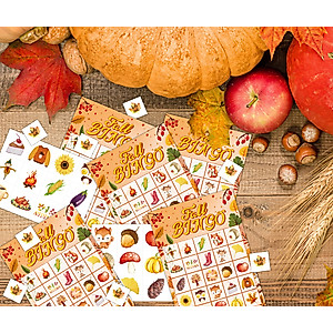 Joy Bang Fall Festival Games, Fall Bingo Cards for 24 Players, Autumn Fall Games for Kids Adults, Fall Crafts Gifts for Kids, Thanksgiving Fall Party Favors Activities for Kids Family Classroom