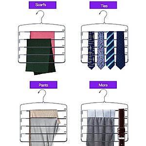 ARRIGO 3 Pack Pants Hangers Space Saving Non Slip Multiple Pants Hanger for Women with Swing Arm Closet Storage Organizer for Pants Jeans Trouser Leggings Scarf Tie