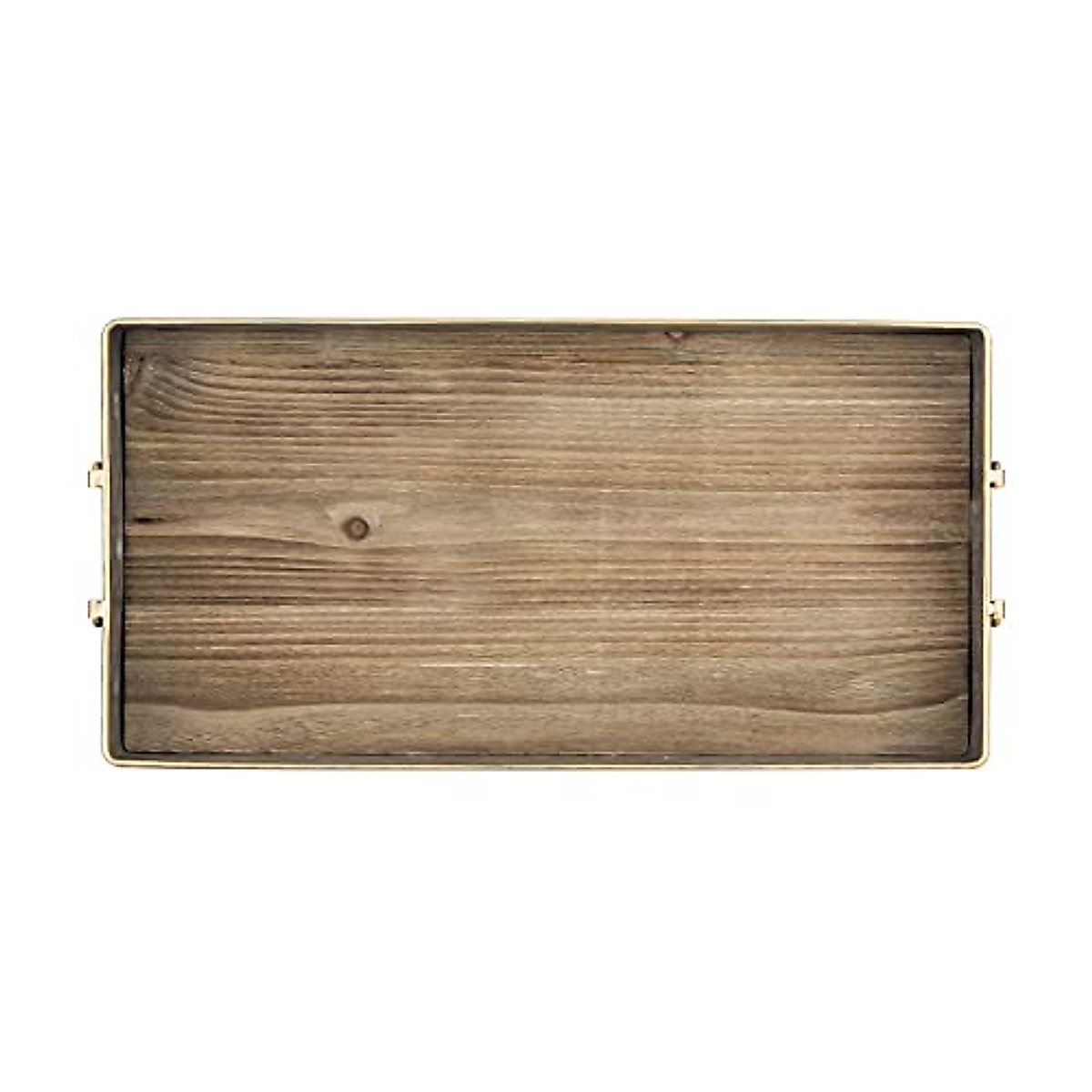 TABLECLOTHSFACTORY 19"x9.5" Galvanized Metal and Wooden Decorative Serving Tray with Handle for Wedding Banquet Party Decoration