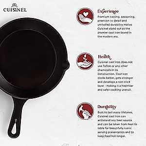 Cast Iron Skillet - 8"-Inch Frying Pan with Pour Spouts + Silicone Handle Holder Cover - Pre-Seasoned Oven Safe Cookware - Indoor/Outdoor Use - Grill, BBQ, Stovetop, Firepit, Gas and Induction Safe