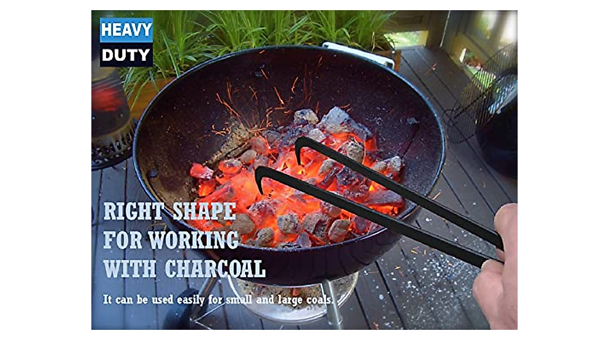 Charcoal Tongs for Grill & Fire - Heavy Duty 15.75 Inch Tongs