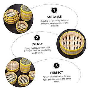 KICHOUSE 2pcs Steamer Vegetable Steamer Pot Veggie Steamer Chinese Steamer Basket Steamer Rack Sticky Rice Steamer Rice Steamer Baskets Practical Steamer Safe Steamer Hemming