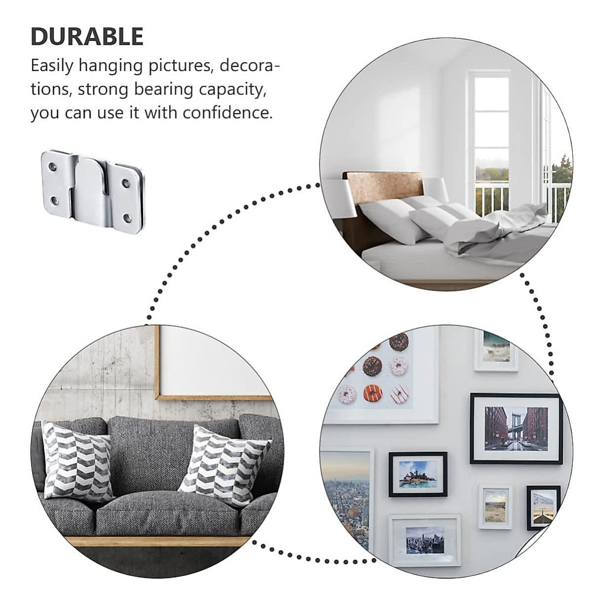 Angoily 15 Pairs Frame Hanger Picture Frame Backing Clips Interlocking Photo Frame Hook Mirror Brackets Interlocking Hooks Mirror Mount Keyhole Bracket Back Clip French Stainless Steel