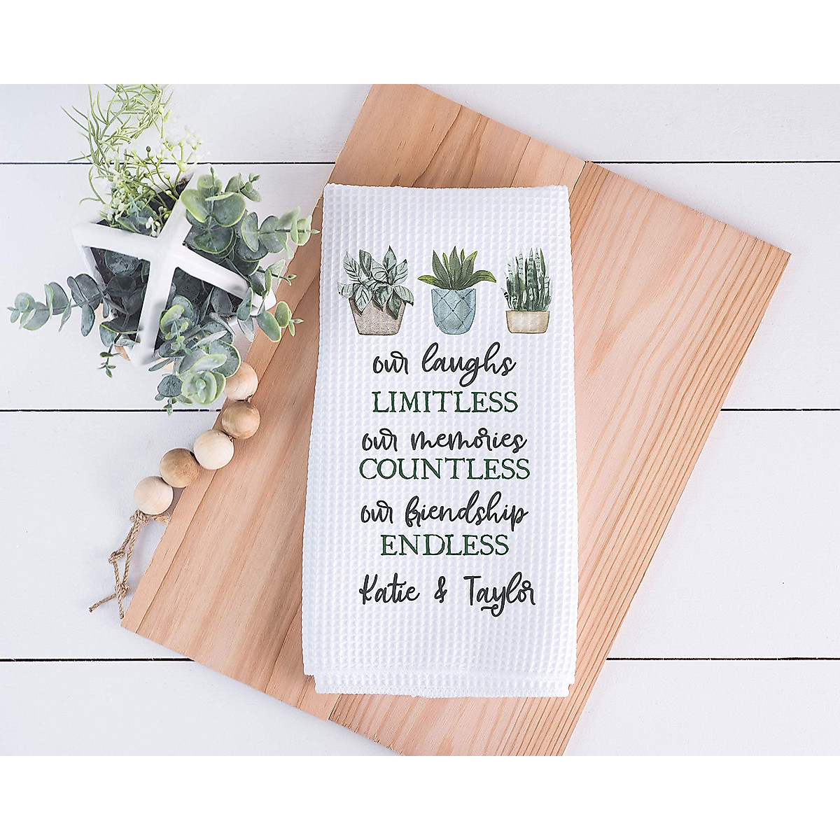 Personalized Our Endless Friendship Kitchen Towel | Custom Waffle Weave Dish Towel | Personalized Kitchen Towel | Housewarming Gift | Friend Gift | Personalized Dish Towel | Best Friend Gift