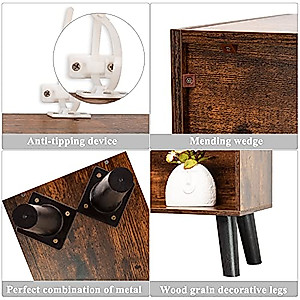 LEYAOYAO Cube Bookshelf 3 Tier Mid-Century Modern Bookcase with Legs,Retro Wood Bookshelves Storage Organizer Shelf,Freestanding Open Book Shelves,Rustic Brown Bookcases for Bedroom,Living Room,Office