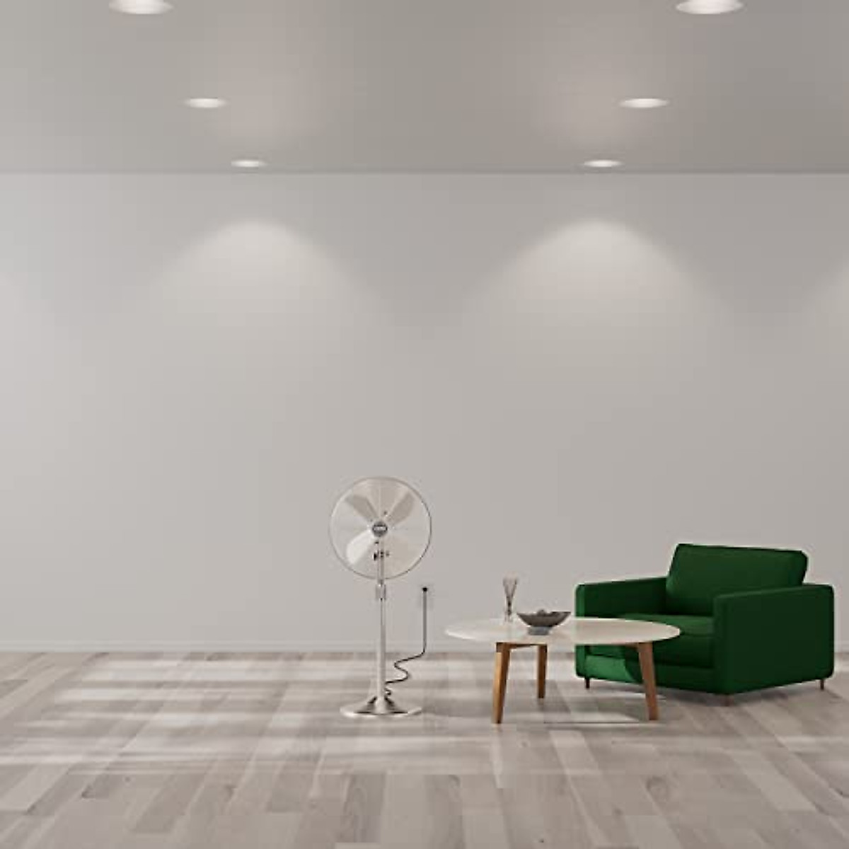 Hunter Classic S16 Oscillating Standing Fan Adjustable Height 16 Inch, 3 Speeds, Brushed Nickel, 97317