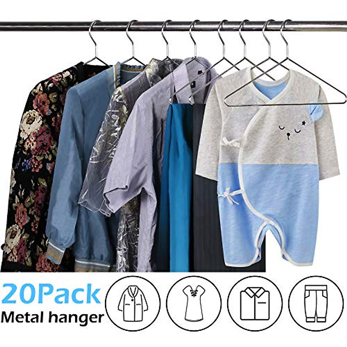 MISSLO 1 Pack Clothing Rack + 20 Pack Metal Hangers