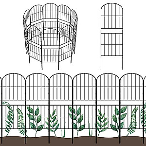OUSHENG Decorative Garden Fence No Dig Fencing 10 Pack, 37.5in (H) x 10ft (L) Rustproof Metal Wire Panel Border Animal Barrier for Dog, Flower Edging for Yard Landscape Patio Outdoor Decor, Arched