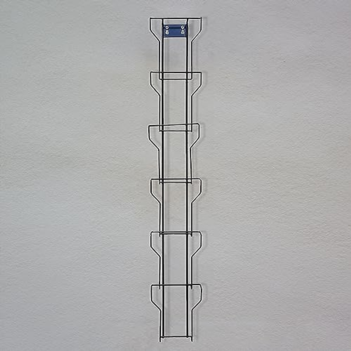 FixtureDisplays® Vertical Wall Mounting 6 Pockets 4 X 6" Greeting Card Post Card Rack 4.7 X 2.2 X 30.3" with Slight Pocket Overlap 11713-4X6-BLK