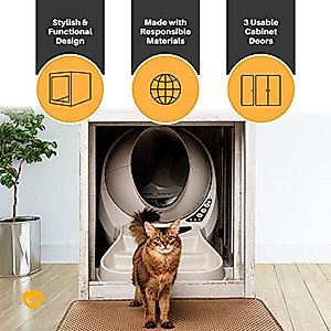 Whisker Litter-Robot Credenza with Litter Box Enclosure, 43.2” W x 28.1” D x 33.1” H - White Plank, Stylish + Durable Hidden Litter Box Furniture, Litter-Robot Not Included