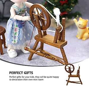 Toddmomy 1: 12 Vintage Sewing Machine Dollhouse Miniature Hand Reeling Machine Wooden Spinning Wheel Mini Dollhouse Furniture Accessories