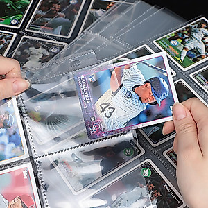 450 Pockets Trading Card Sleeve Pages, Double-Sided Baseball Card Binder Sheet Protector for 3 Ring Binder, Baseball Card Sleeves for Sports, Game, MTG YuGiOh, Standard Cards Business Cards(Clear)