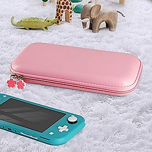 Switch lite classic Case - Protective Case Compatible with Switch lite- Fits Extra Controllers and 9 NDS Cards slot- Includes Accessories Pouch and Shoulder strap Cute Switch lite Case（Sakura pink）