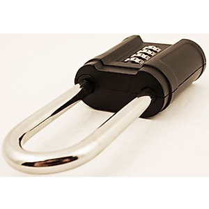 FJM Security SX-874 4-Dial Long Shackle Combination Padlock With Black Finish