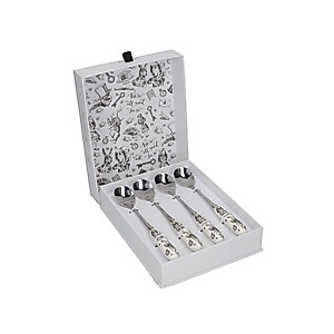 V&A Alice in Wonderland Stainless Steel Teaspoons with Decorative Porcelain Handles, 15.5 cm (6") - White