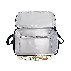 AUUXVA Insulated Lunch Bag for Women Men Cute Alphabets Dinosaur Lunch Box Reusable Large Lunch Cooler Bag for Kids Girls Adult Leakproof Tote Purse for Work School Outdoor