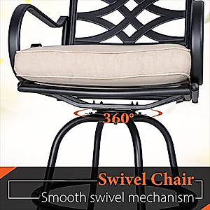 Sophia & William Patio Bar Stools Set of 2, Swivel Bar Chairs, High Dining Chairs with Seat Cushion
