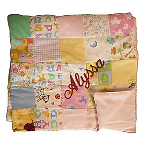 Custom Embroidered, Personalized, Cotton Flannel Patchwork Quilt