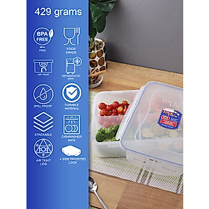 LOCK & LOCK Rectangular Food Container with Divider, Short, 16.2-Cup, 131-Fluid Ounces