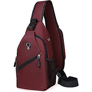 NUFR Sling Bag Sling Backpack Crossbody Backpack for Women Men Waterproof Chest Shoulder Bag Daypack for Hiking Walking Travel (Red)