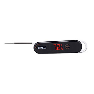 InstaTrack Folding Digital Instant Read Meat Food Grill BBQ Kitchen Cooking Thermometer with Folding Probe, White